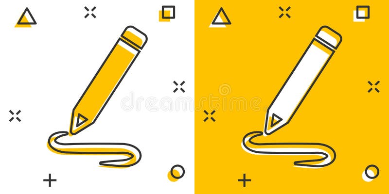 Pencil Notepad Icon in Comic Style. Document Write Vector Cartoon ...