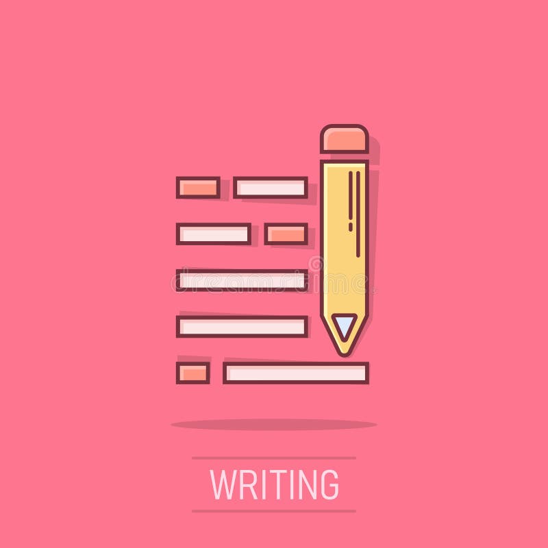 Pencil Notepad Icon in Comic Style. Document Write Vector Cartoon ...