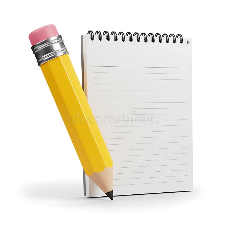 Pencil and Notepad Illustration for Writing, Education, and Note-taking ...
