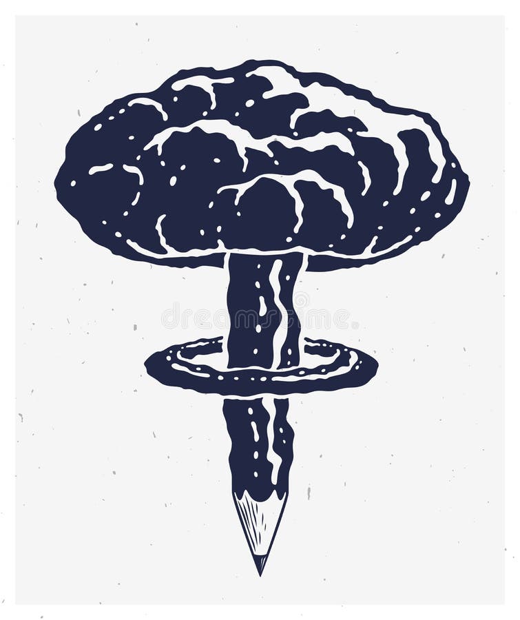 Pencil with Nuclear Explosion Mushroom Shape, Creative Explosion or ...