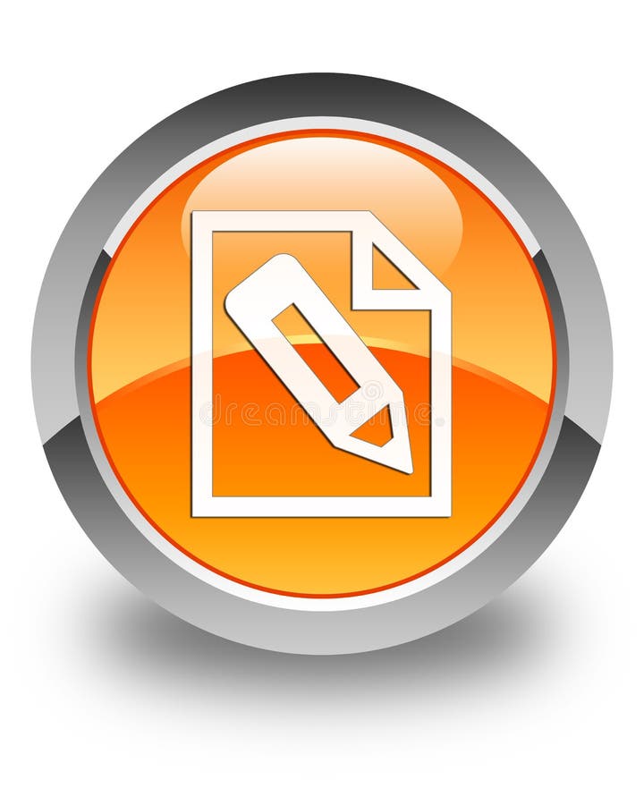 Pencil in Page Icon Glossy Orange Round Button Stock Illustration ... Pencil in Page Icon Glossy Orange Round Button Stock Illustration ...