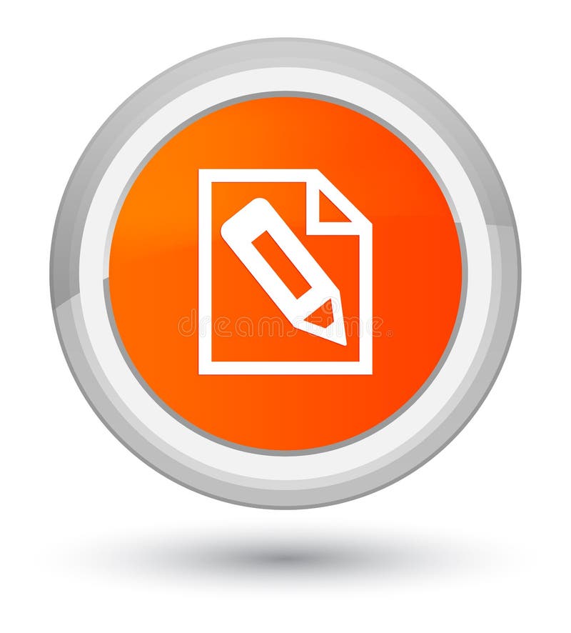 Pencil in Page Icon Prime Orange Round Button Stock Illustration ...