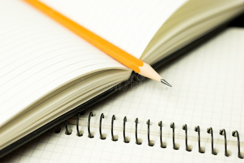 Pencil on the Pages of an Open Notebook for Records Stock Image - Image ...