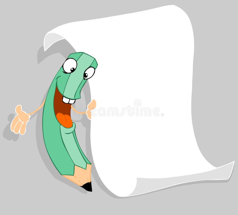 Cartoon Pencil and Paper stock vector. Illustration of isolated - 9515992