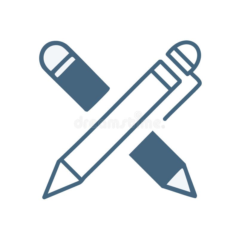 Pencil and Pen Icon. Crossed Pencil and Pen, Symbolizing Writing ...