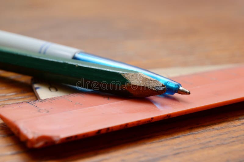 Pencil, pen and rulers stock photo. Image of office, pencil - 83567862