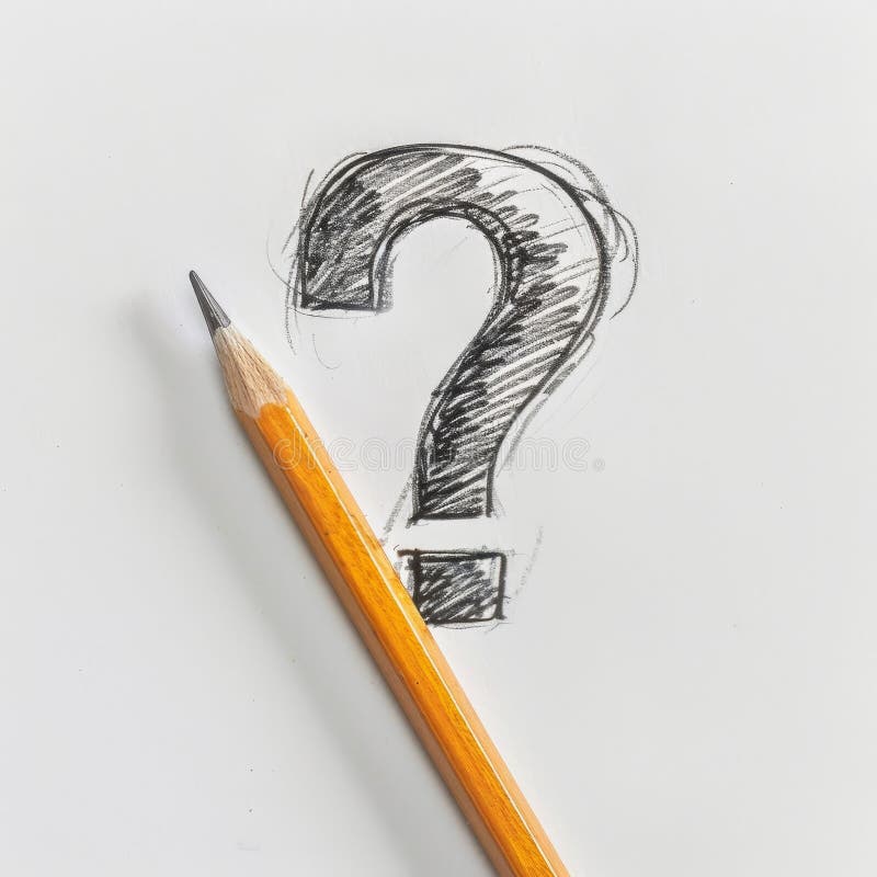 A Pencil is on a Piece of Paper with a Question Mark Drawn on it Stock ...