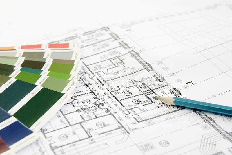 Pencil on the plan stock image. Image of technology, graphic - 12618111