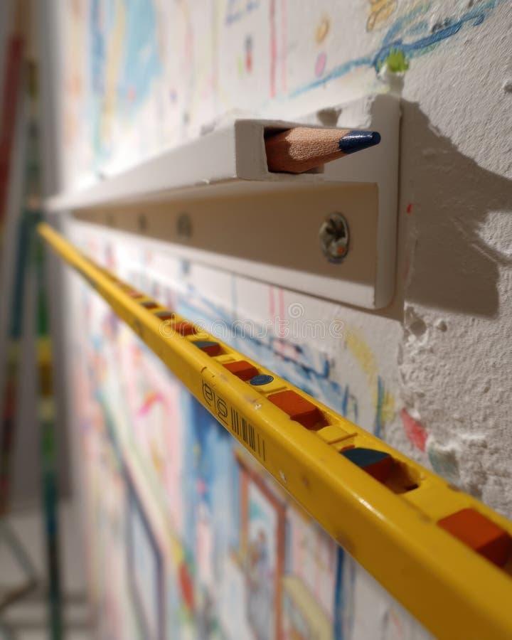 Pencil Point Perspective with Wall Level and Abstract Background for ...