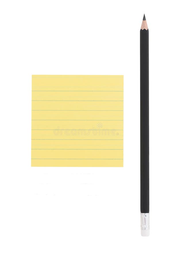 Pencil and Post-it Note on White Background Stock Photo - Image of memo ...