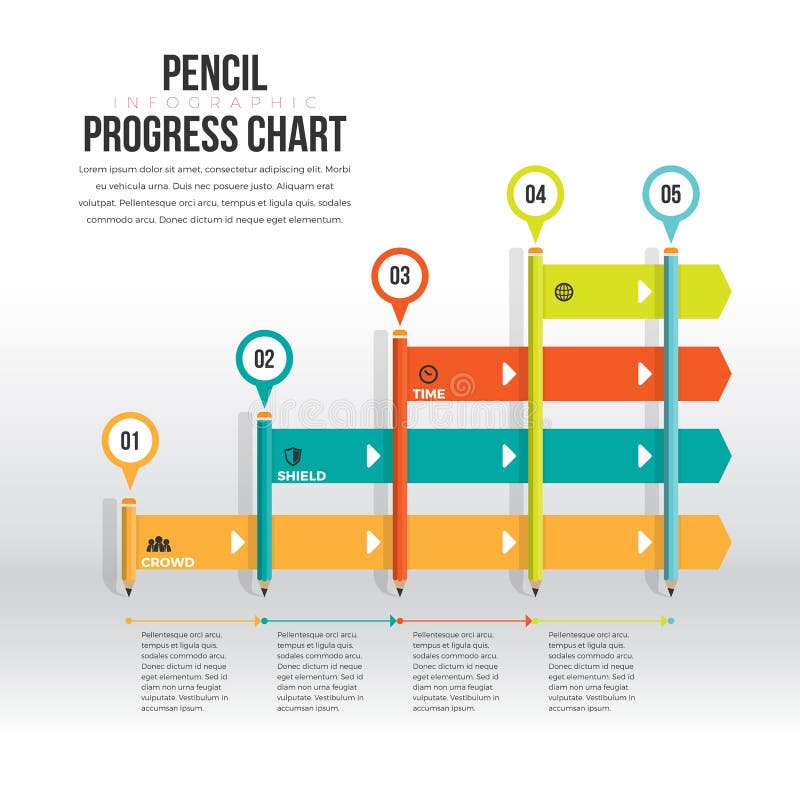 Pencil Progress Chart Infographic Stock Vector - Illustration of ...