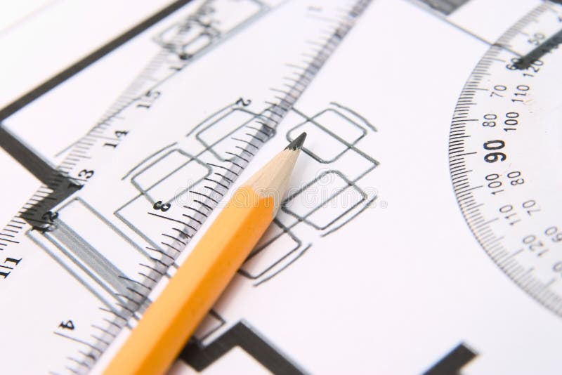 Pencil and a protractor stock photo. Image of pencil, build - 897776