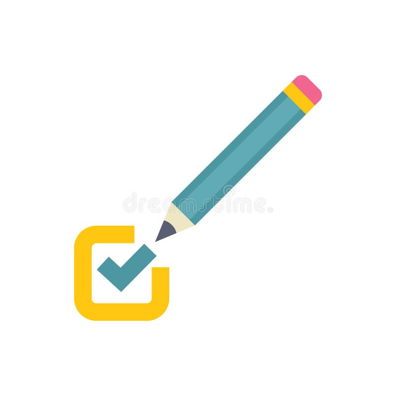 Pencil Putting Check Mark in Checkbox Icon Stock Illustration ...