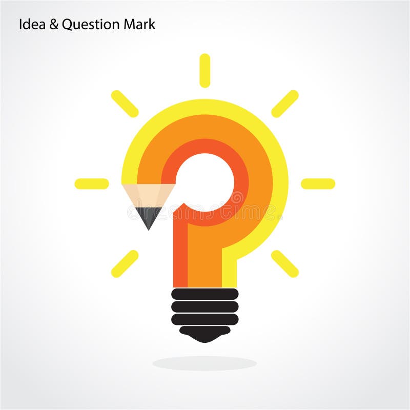 Pencil Question Mark and Light Bulb on Background. Education Con Stock ...