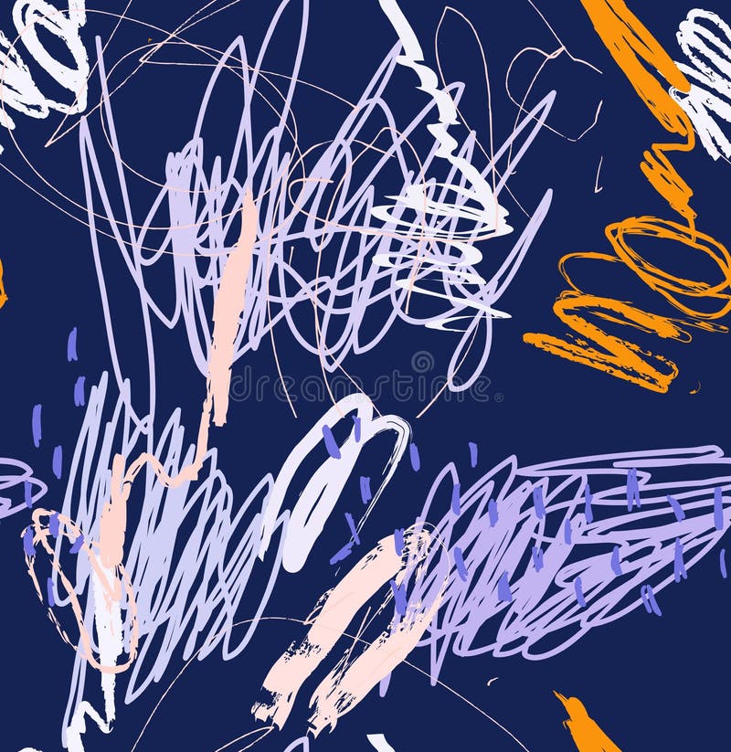 Pencil Random Kids Drawing with Dots and Strokes Stock Vector ...