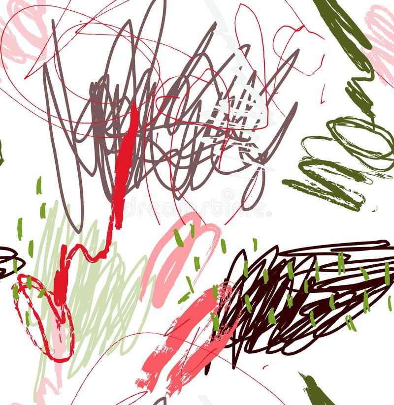 Pencil Random Kids Drawing with Dots and Strokes Stock Vector ...