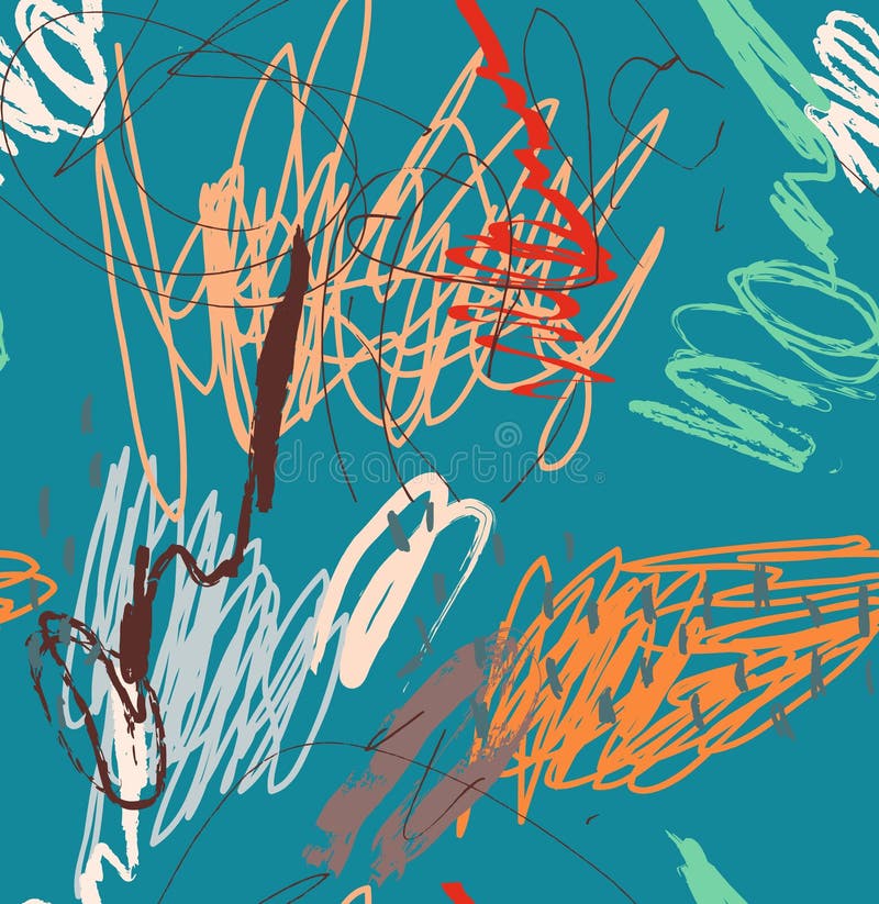 Pencil Random Kids Drawing with Dots and Strokes Stock Vector ...