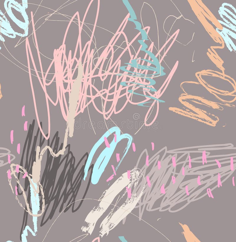 Pencil Random Kids Drawing with Dots and Strokes Stock Vector ...