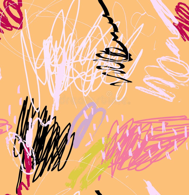 Pencil Random Kids Drawing With Dots And Strokes Stock Vector ...