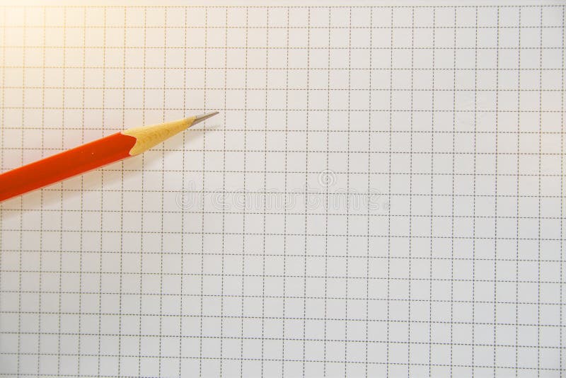Pencil Red On The Grid Frame Paper Background Project Work Stock Image ...
