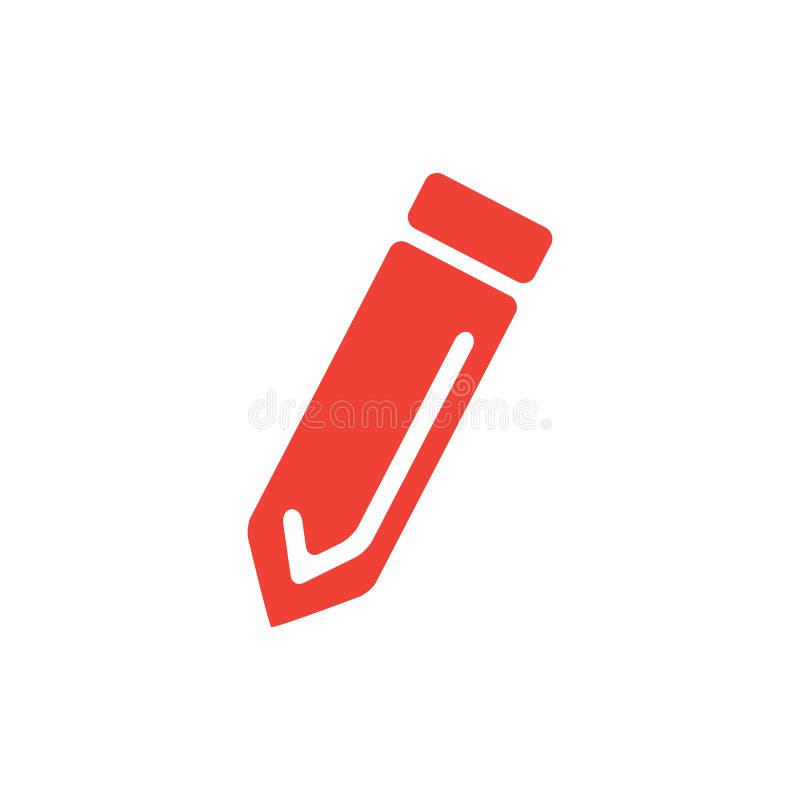 Pencil Red Icon on White Background. Red Flat Style Vector Illustration ...