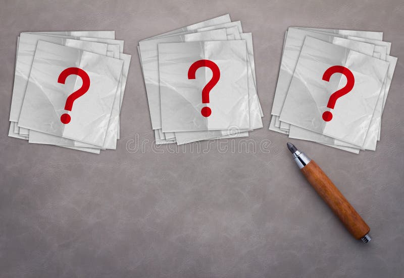 Pencil with Red Question Mark Symbol on Grey Background Stock Image ...