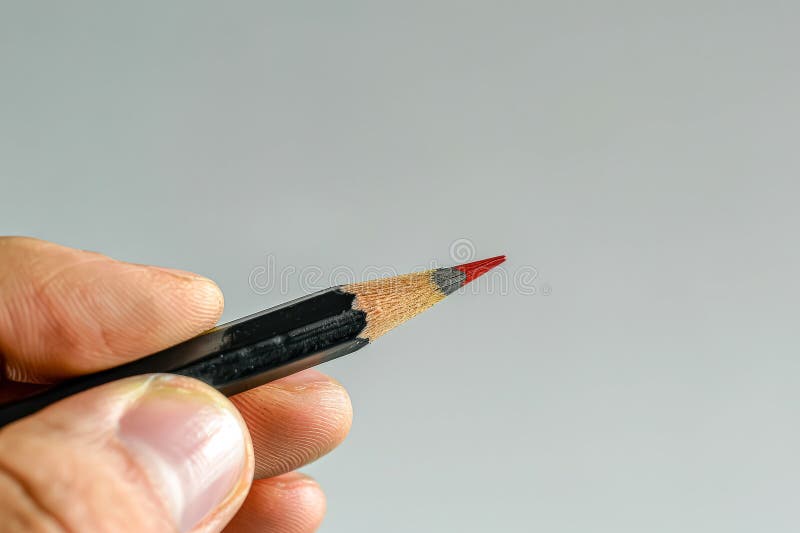 Pencil with a Red Tip is Being Held by a Person Stock Photo - Image of ...