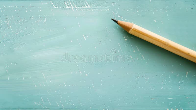 Pencil Resting on Blue Surface Stock Image - Image of lines, surface ...