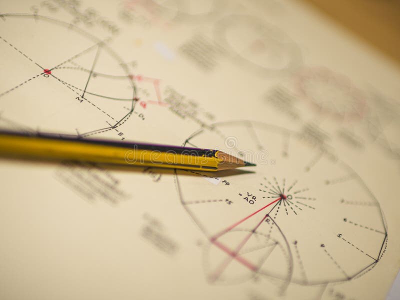 A Pencil Resting on a Geometry Calculation Drawing. Stock Photo - Image ...