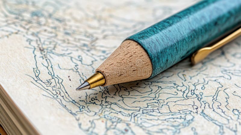 A Pencil is Resting on a Map of the World, AI Stock Image - Image of ...