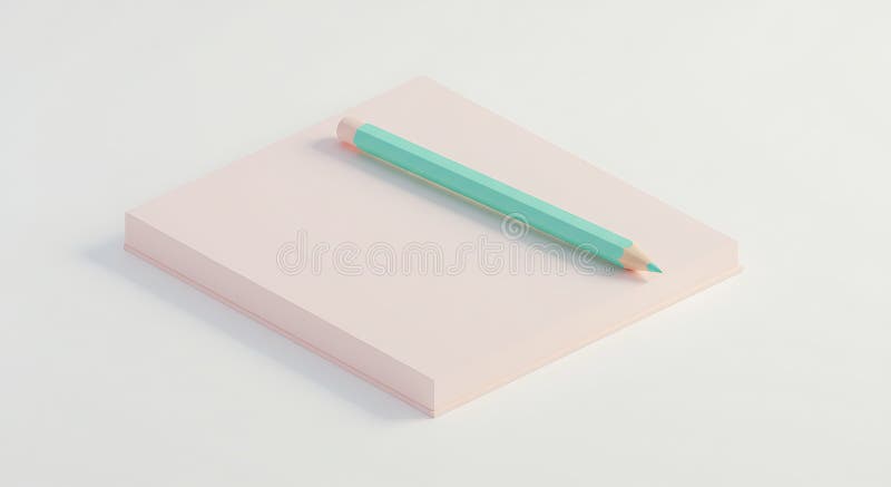 Pencil Resting on Pink Notepad Still Life Composition Stock Illustration - Illustration of ...
