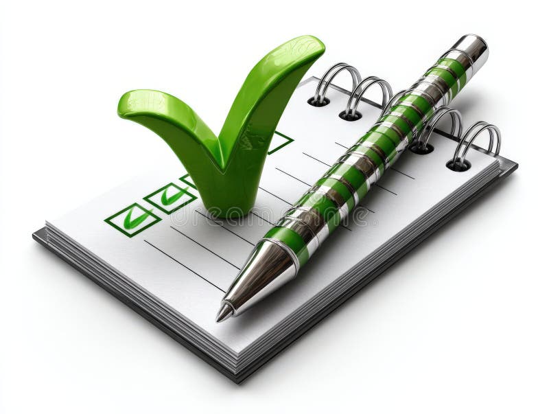 A Pencil is on a Checklist with Green Check Marks Stock Image - Image ...