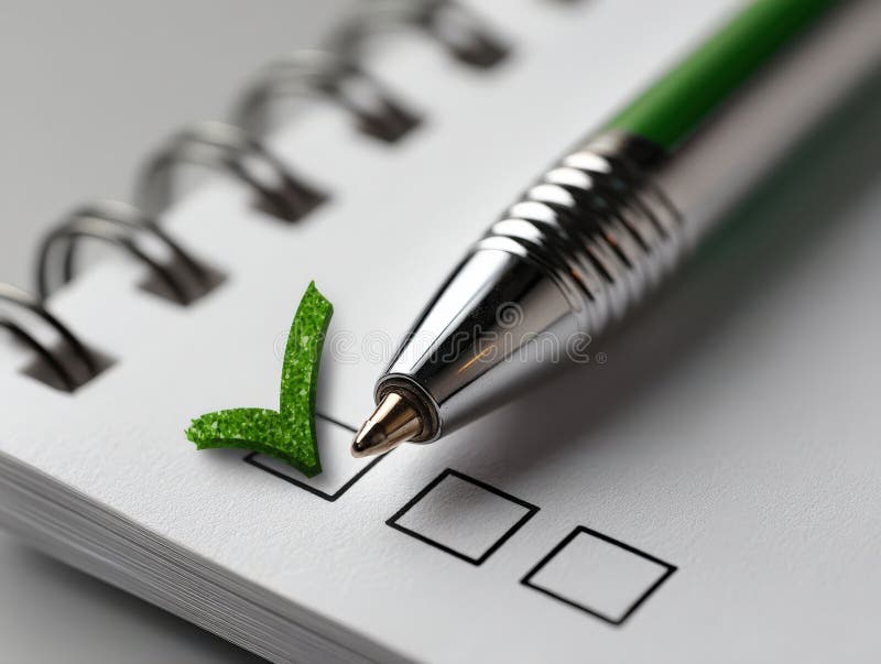 A Pencil is on a Checklist with Green Check Marks Stock Image - Image ...