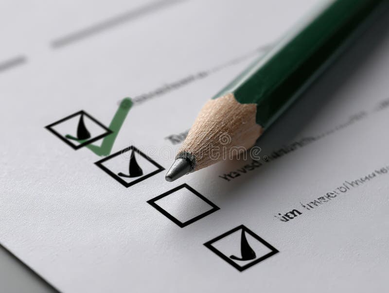 A Pencil is on a Checklist with Green Check Marks Stock Photo - Image ...