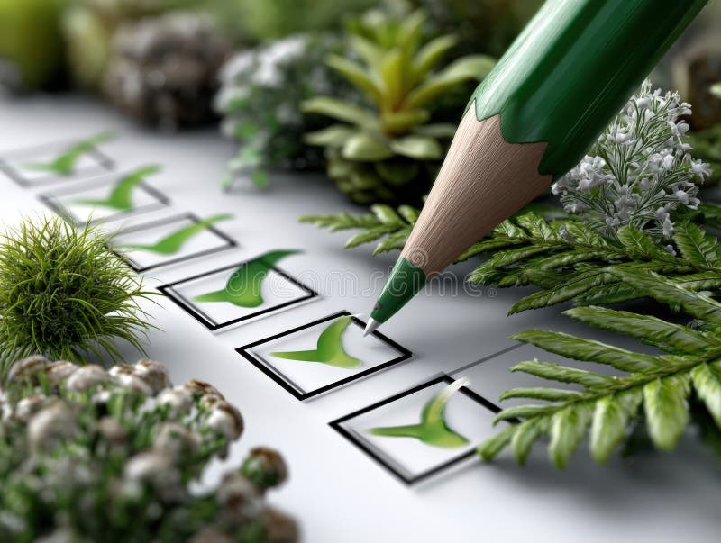 A Pencil is on a Checklist with Green Check Marks Stock Image - Image ...