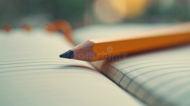A Pencil Resting on Top of a Notebook with the Tip Pointing Down, AI ...