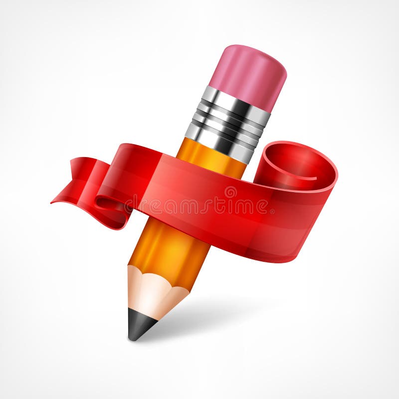 Pencil Ribbon Wooden Vector Illustration Stock Vector - Illustration of ...