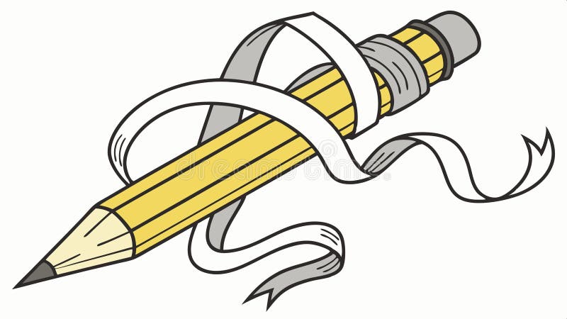 Pencil with Ribbon, Writing and Creative Process Tool Vector Design ...