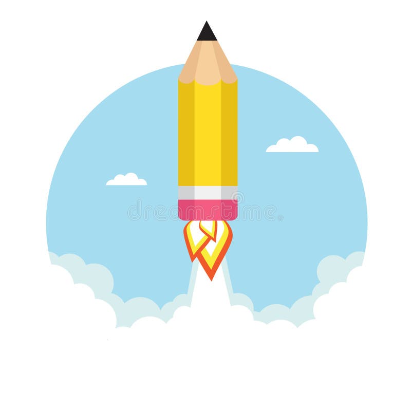 Pencil rocket stock vector. Illustration of rocket, flame - 72677656
