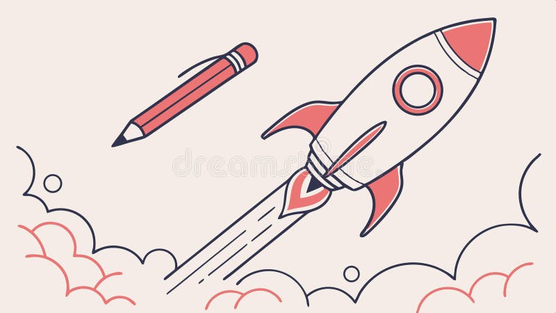 Pencil Rocket, Symbolizing Creativity and Sketching New Paths. Vector ...