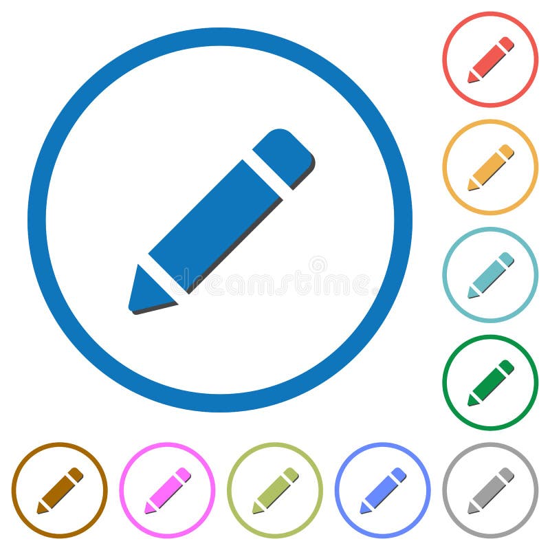 Pencil with Rubber Icons with Shadows and Outlines Stock Vector ...