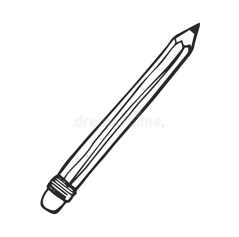 Pencil with a Rubber Sketch in Doodle Style Stock Vector - Illustration ...