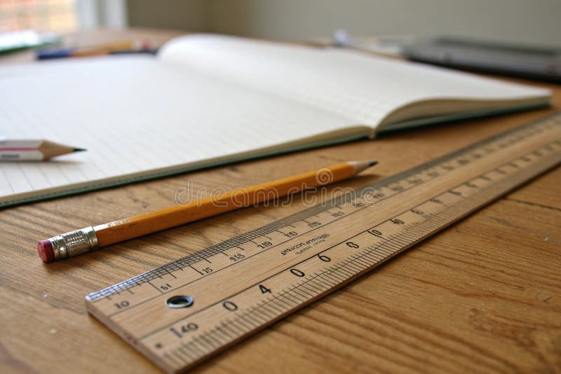 Pencil and rule stock illustration. Illustration of closeup - 366023996