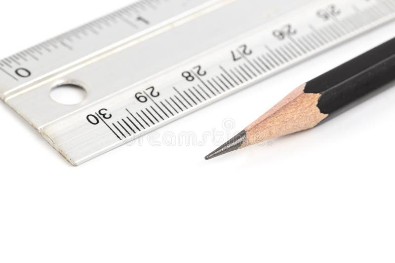 Pencil and ruler. stock image. Image of centimeter, draw - 26335237