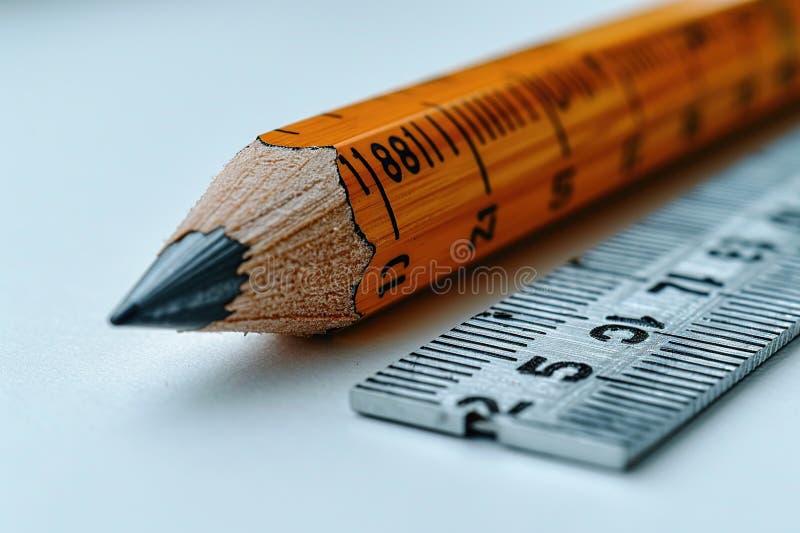 Pencil and Ruler: a Close Up Stock Illustration - Illustration of ...