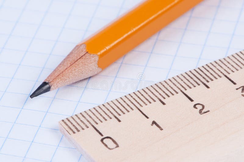 Pencil and ruler closeup. stock image. Image of school - 22495555