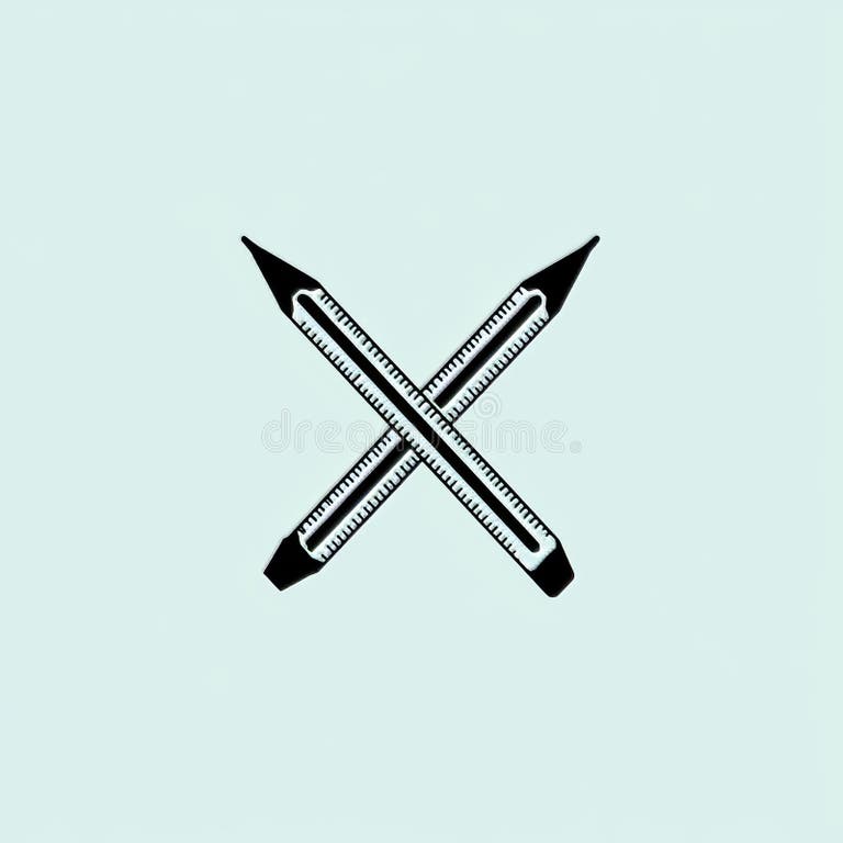 Pencil and Ruler Combined in a Cross Formation Make Up an Icon ...