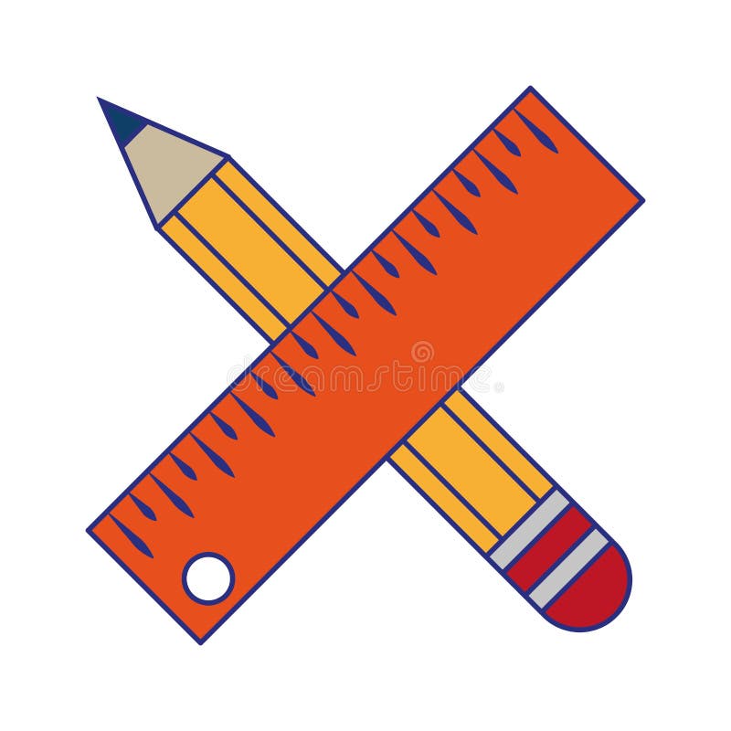 Pencil and Ruler Crossed Symbol Stock Vector - Illustration of crossed ...