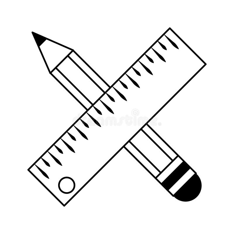 Pencil and Ruler Crossed Symbol in Black and White Stock Vector ... Pencil and Ruler Crossed Symbol in Black and White Stock Vector ...