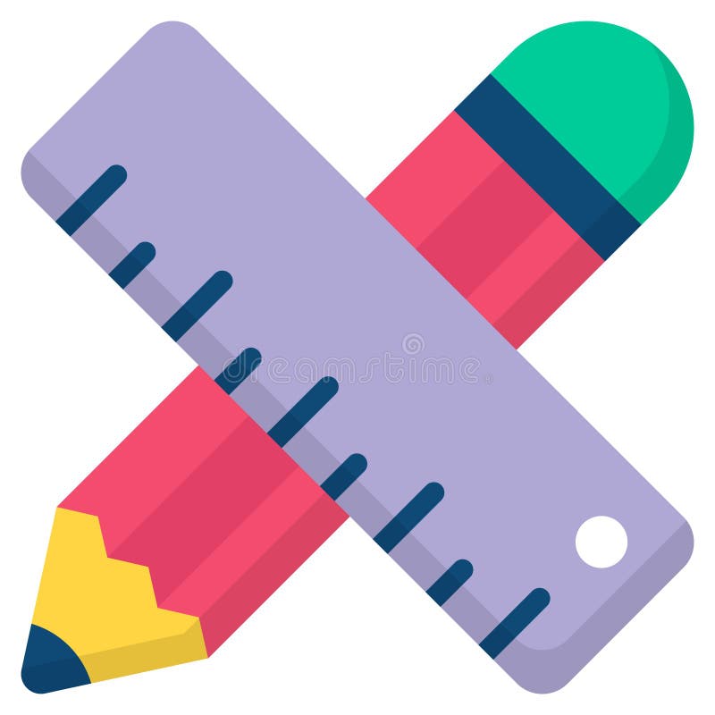 Pencil and Ruler Flat Icon , Photography and Digital Art Flat Vector ...